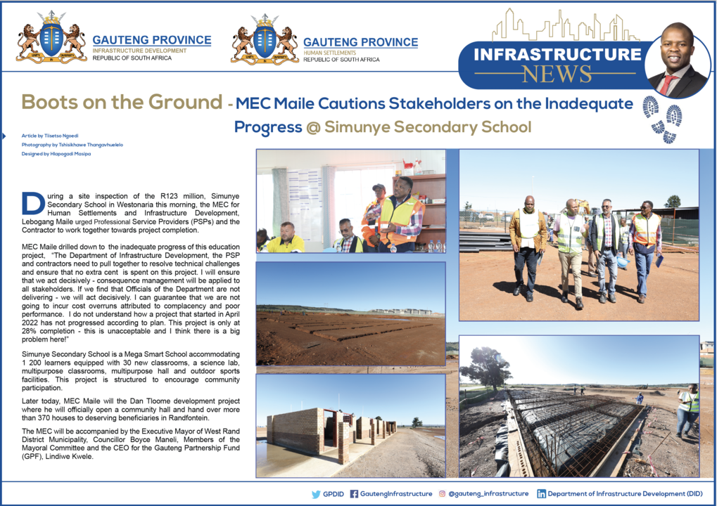 MEC Maile Cautions Stakeholders on the Inadequate Progress @ Simunye ... MEC Maile Cautions Stakeholders on the Inadequate Progress @ Simunye ...