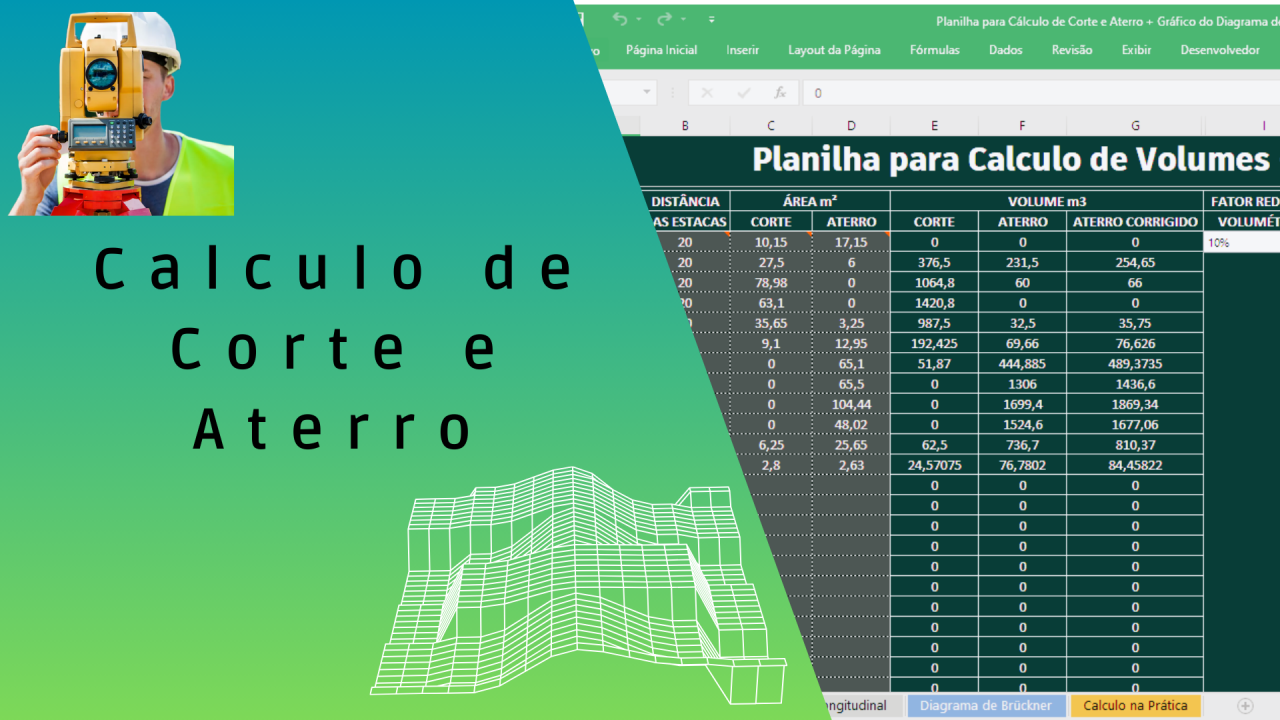 Planilha Excel para Calculo de Volume - Corte e Aterro Planilha Excel para Calculo de Volume - Corte e Aterro
