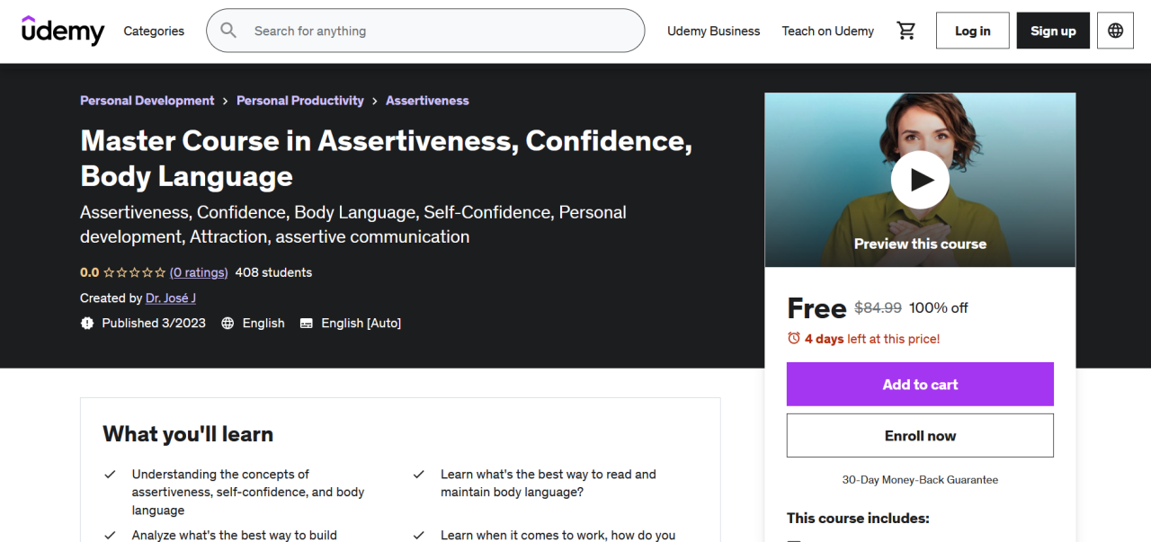 Master Course in Assertiveness, Confidence, and Body Language! Master Course in Assertiveness, Confidence, and Body Language!
