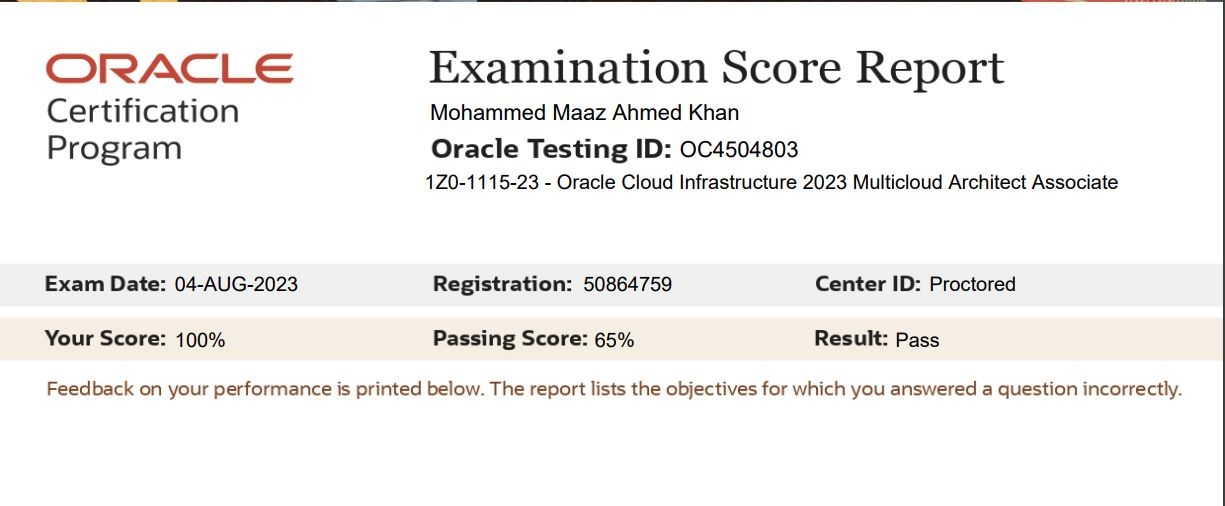 OCI 2023 Certification OCI 2023 Certification