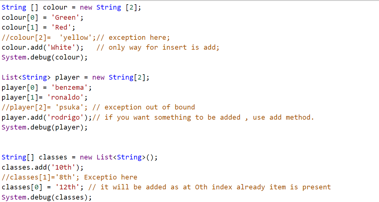 Play with the List In Apex : Array Notation for One-Dimensional Lists Play with the List In Apex : Array Notation for One-Dimensional Lists