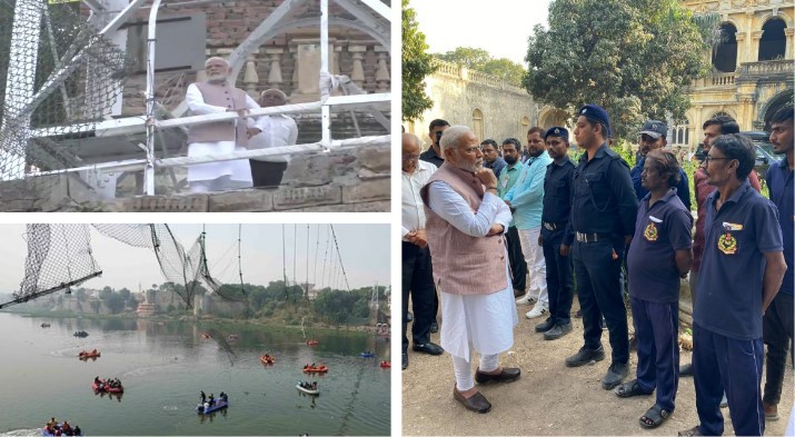 Gujarat Morbi bridge collapse: PM Modi conducts aerial survey of ... Gujarat Morbi bridge collapse: PM Modi conducts aerial survey of ...