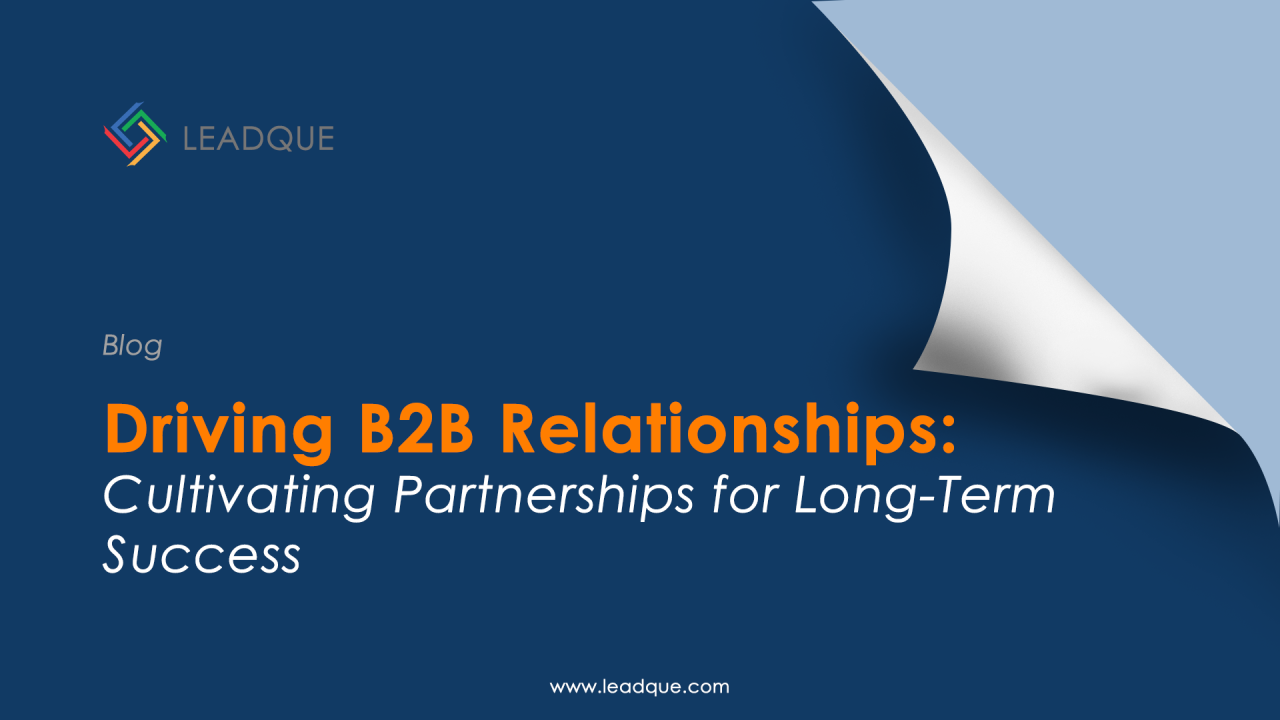 Driving B2B Relationships: Cultivating Partnerships for Long-Term Success Driving B2B Relationships: Cultivating Partnerships for Long-Term Success