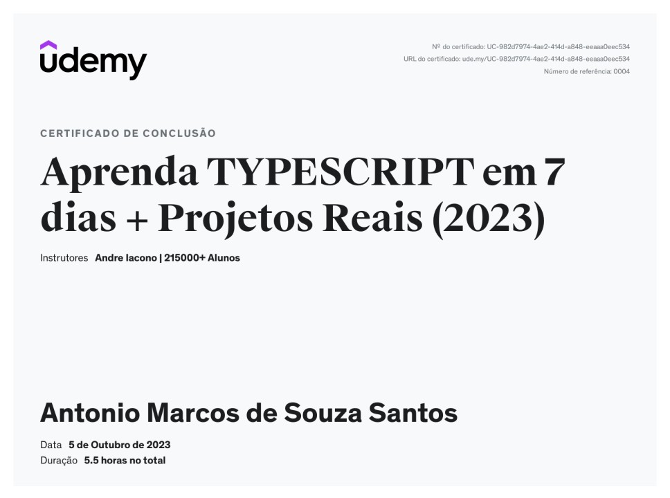 TypeScript com projeto 2023 TypeScript com projeto 2023