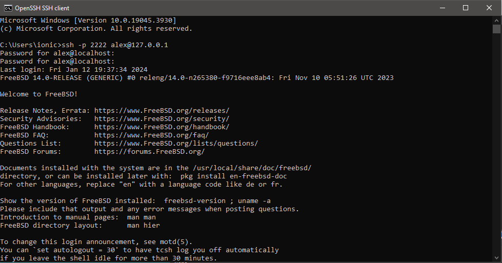 Establishing an SSH connection between Windows Host and FreeBSD Guest ... Establishing an SSH connection between Windows Host and FreeBSD Guest ...
