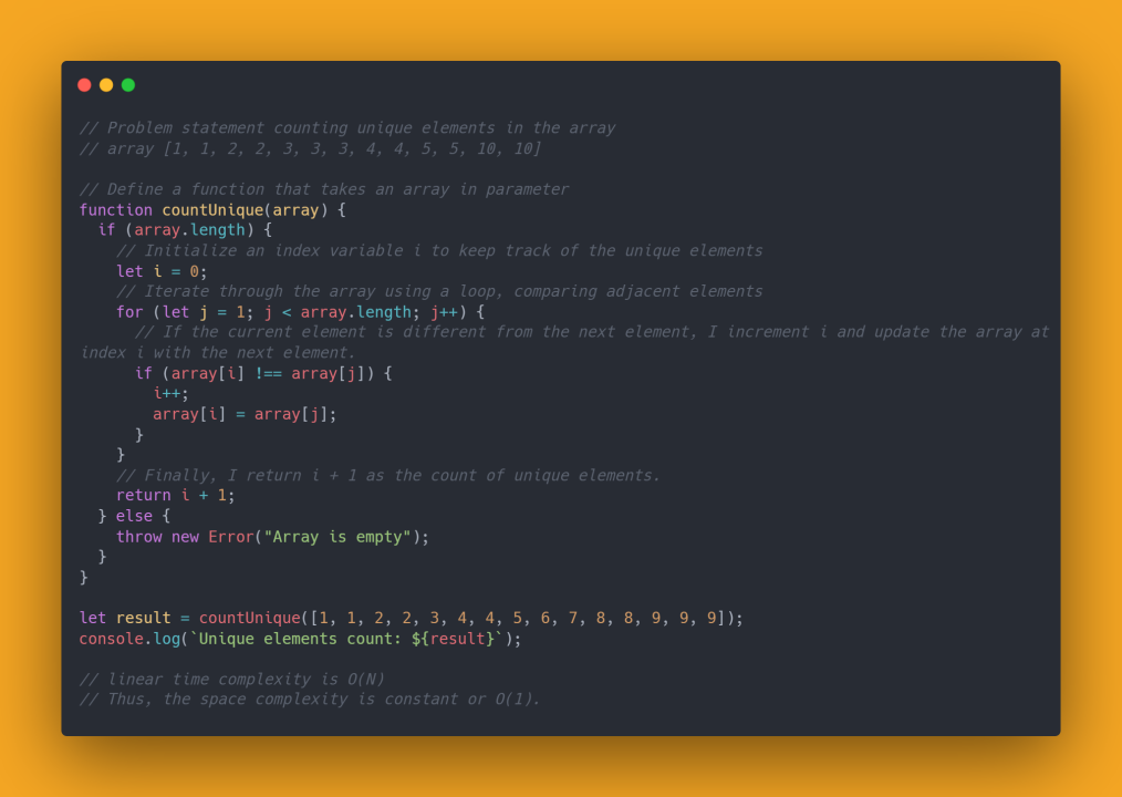 Counting unique elements in the array. Counting unique elements in the array.