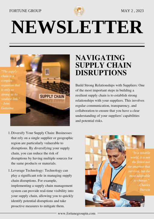 NAVIGATING SUPPLY CHAIN DISRUPTIONS BY FORTUNE GROUP NAVIGATING SUPPLY CHAIN DISRUPTIONS BY FORTUNE GROUP