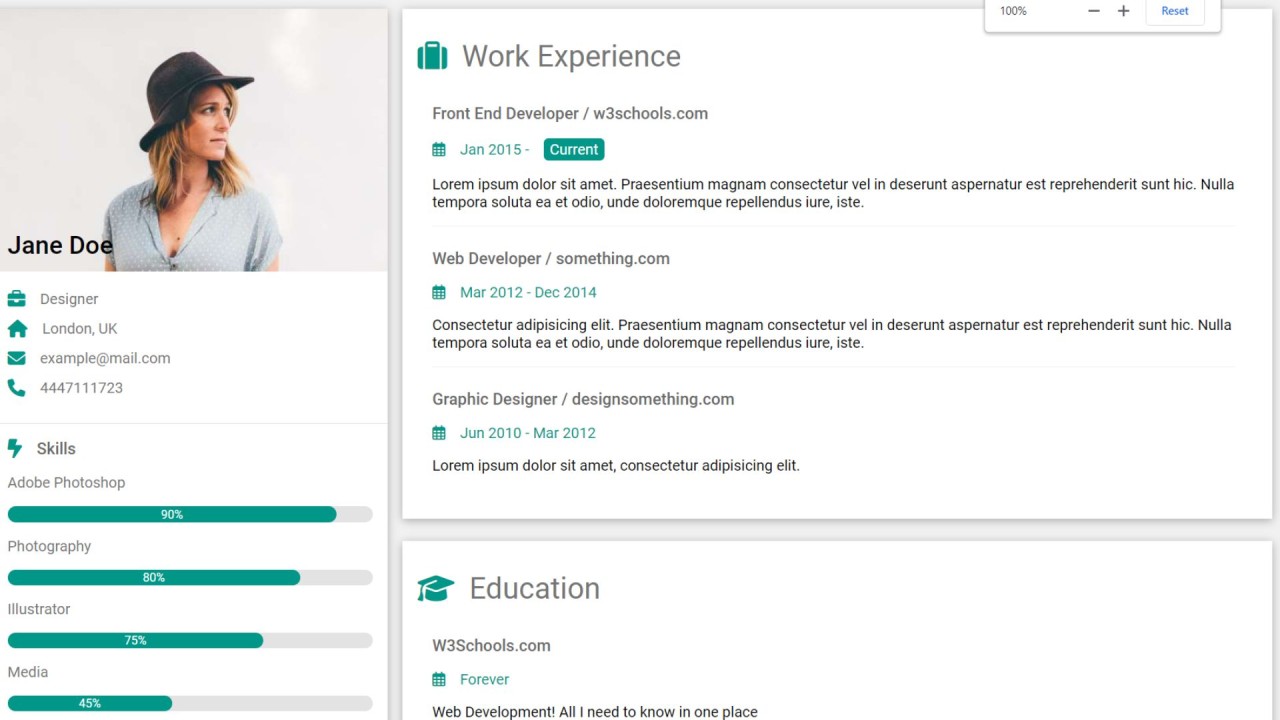 Resume Webpage using HTML and CSS Resume Webpage using HTML and CSS