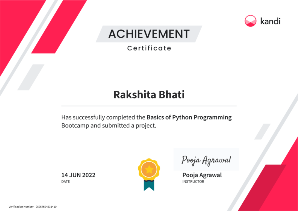 Completion Certificate Basics of Python Programming Completion Certificate Basics of Python Programming