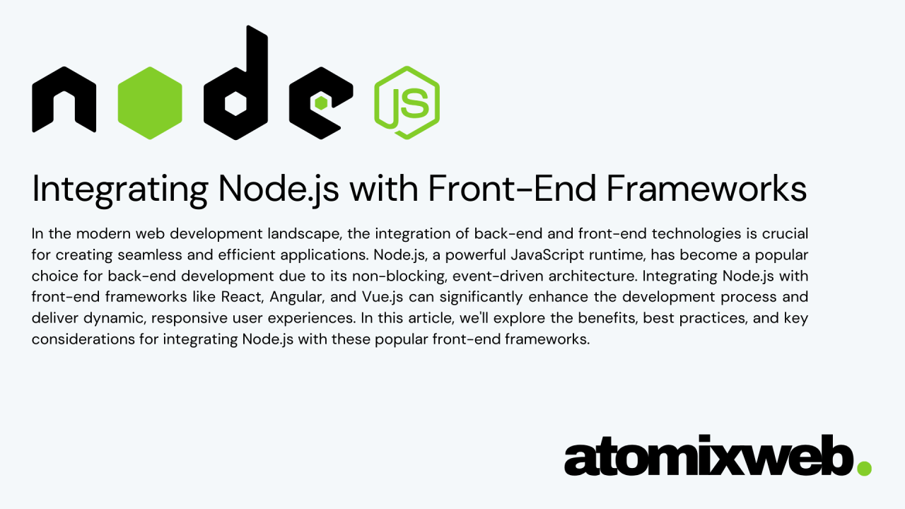 Integrating Node.js with Front-End Frameworks Integrating Node.js with Front-End Frameworks