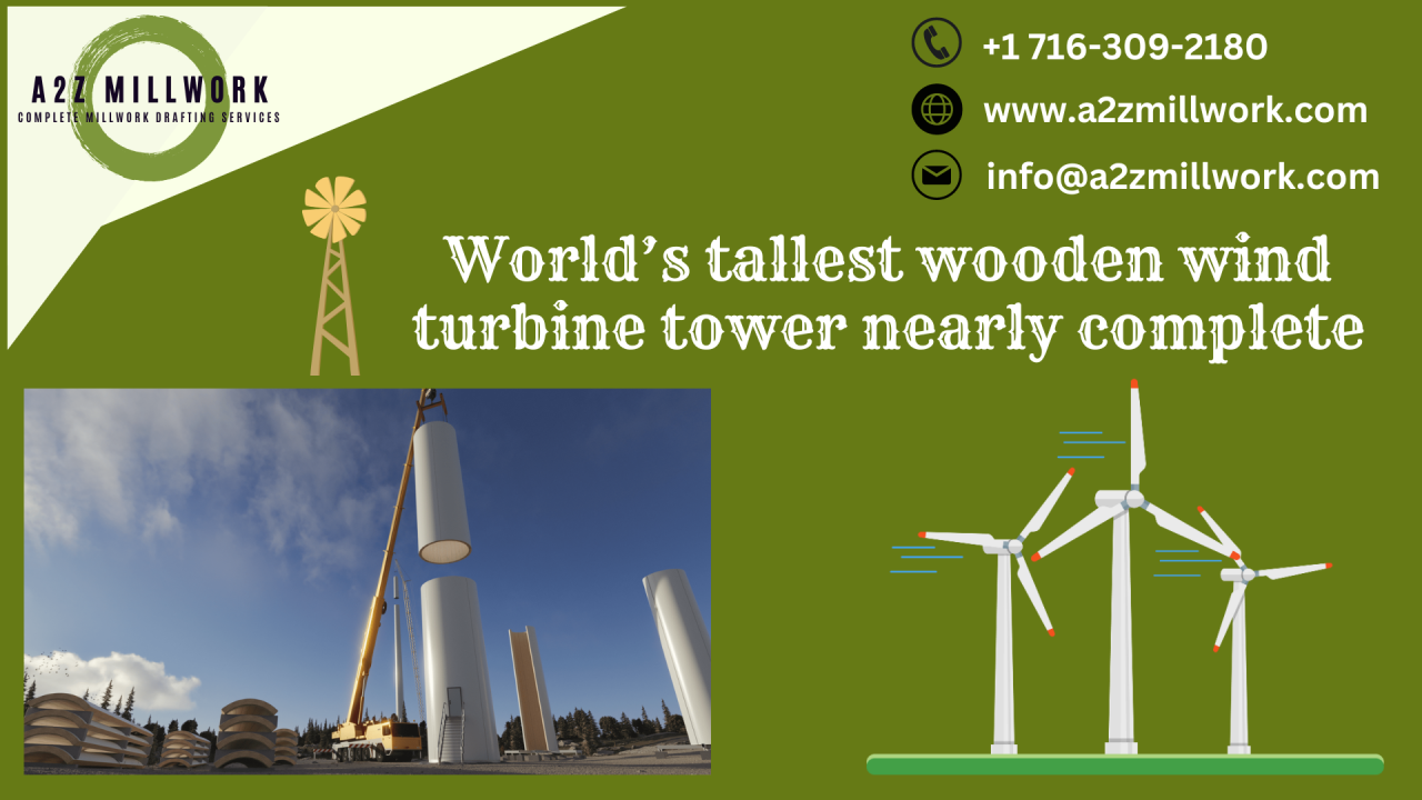 World’s tallest wooden wind turbine tower is nearly complete. World’s tallest wooden wind turbine tower is nearly complete.