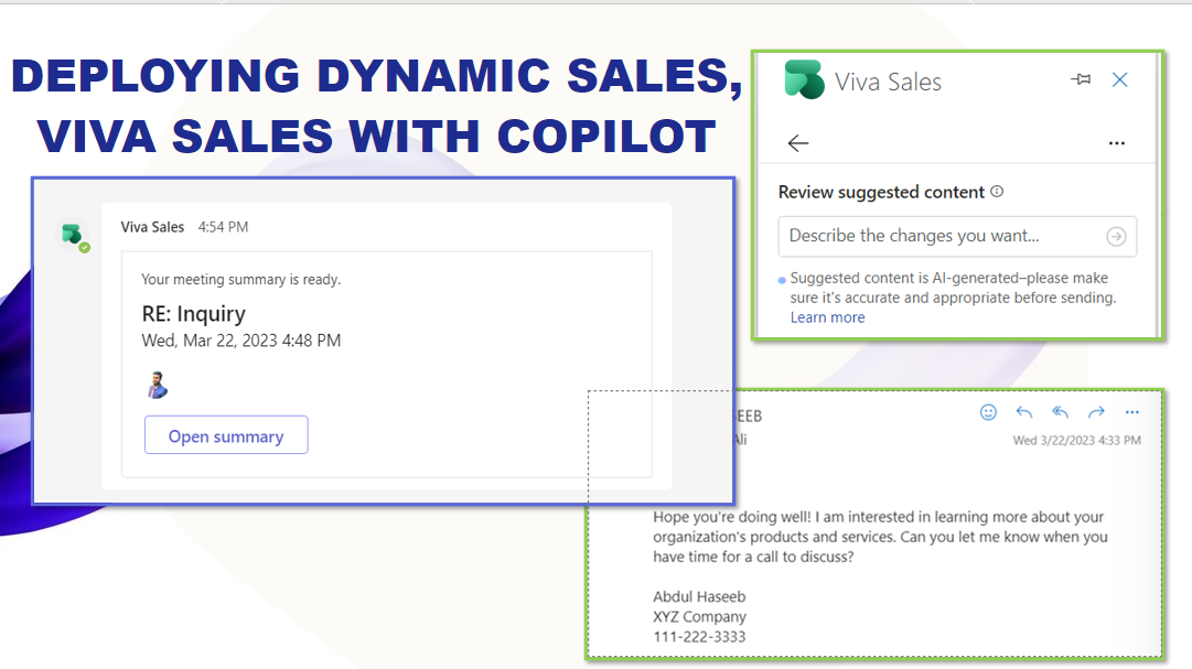 Integrating Viva sales with Dynamic Sales, Outlook & Teams Integrating Viva sales with Dynamic Sales, Outlook & Teams