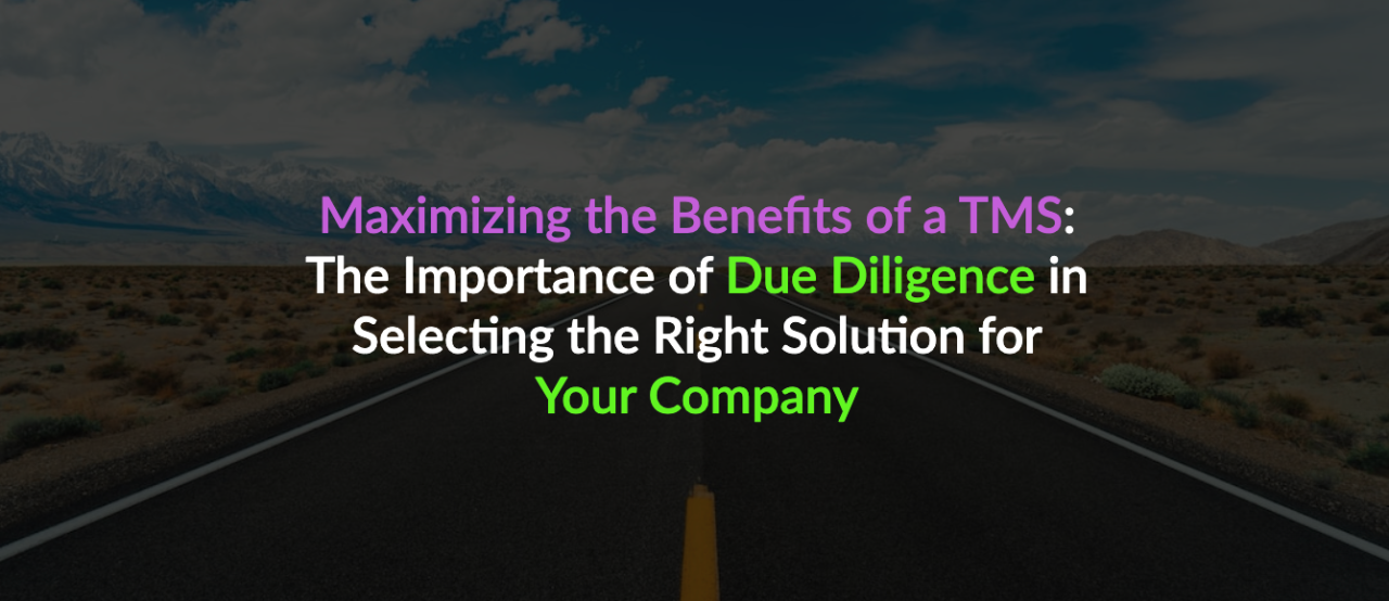 Maximizing the Benefits of a TMS: The Importance of Due Diligence in ... Maximizing the Benefits of a TMS: The Importance of Due Diligence in ...