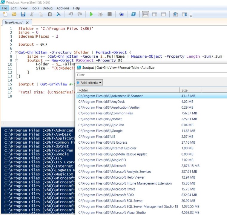 Write a Simple PowerShell Script to Display Size of Folders. Write a Simple PowerShell Script to Display Size of Folders.