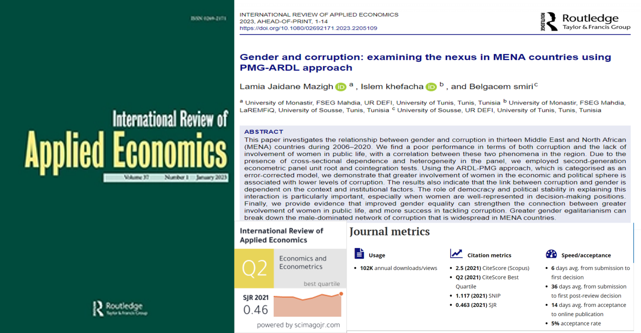 Gender and corruption: examining the nexus in MENA countries using PMG ... Gender and corruption: examining the nexus in MENA countries using PMG ...
