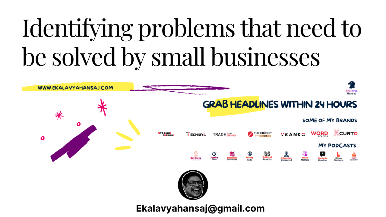 Identifying problems that need to be solved by small businesses Identifying problems that need to be solved by small businesses