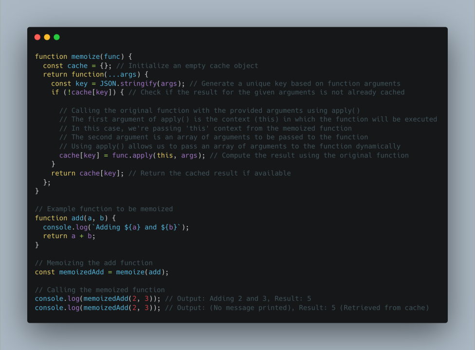Understanding Memoization in JavaScript: Boosting Performance with Cache Understanding Memoization in JavaScript: Boosting Performance with Cache