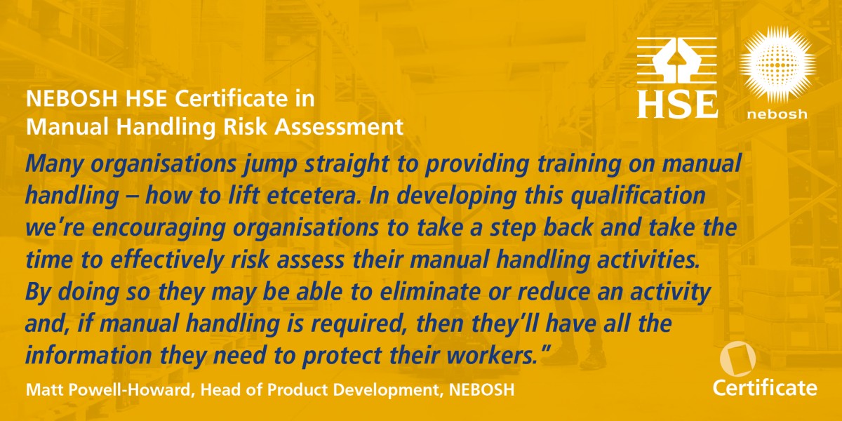 NEBOSH on LinkedIn: The new NEBOSH HSE Certificate in Manual Handling ... NEBOSH on LinkedIn: The new NEBOSH HSE Certificate in Manual Handling ...