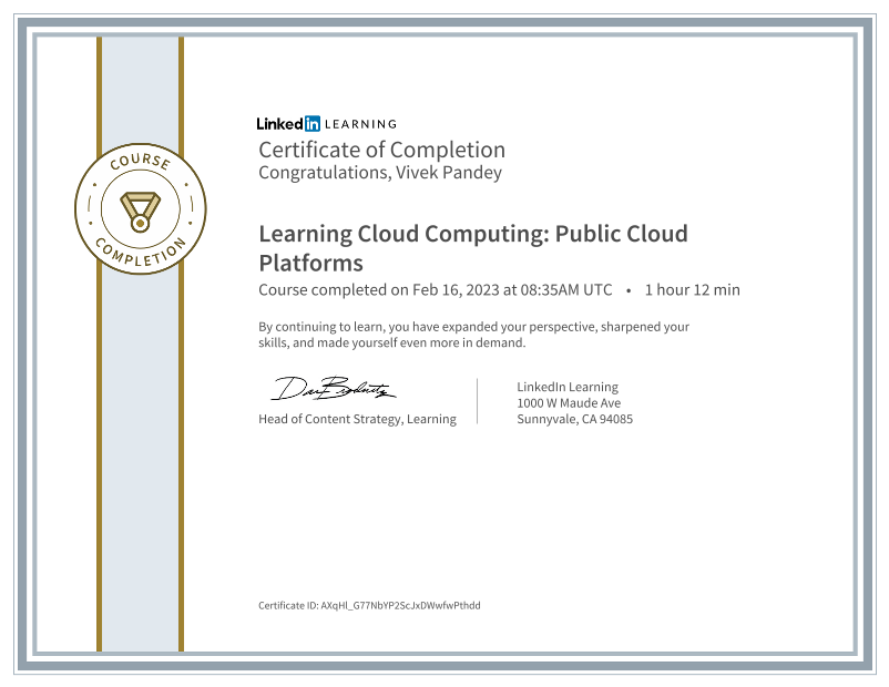 Vivek Pandey on LinkedIn: Certificate of Completion Vivek Pandey on LinkedIn: Certificate of Completion
