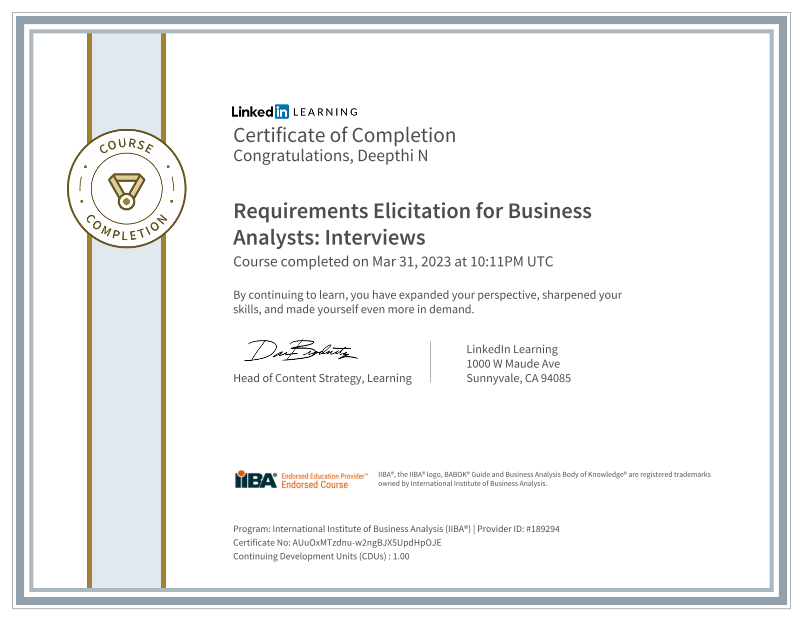 Deepthi N on LinkedIn: Certificate of Completion Deepthi N on LinkedIn: Certificate of Completion