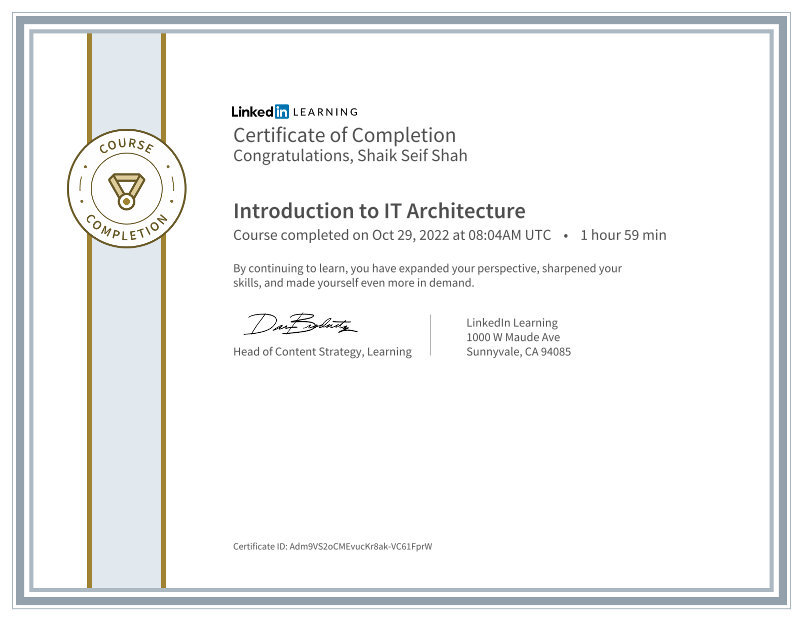 Shaik Seif Shah. on LinkedIn: Certificate of Completion Shaik Seif Shah. on LinkedIn: Certificate of Completion