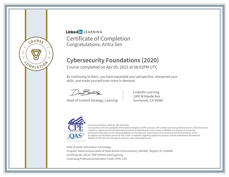 Aritra Sen on LinkedIn: Certificate of Completion Aritra Sen on LinkedIn: Certificate of Completion