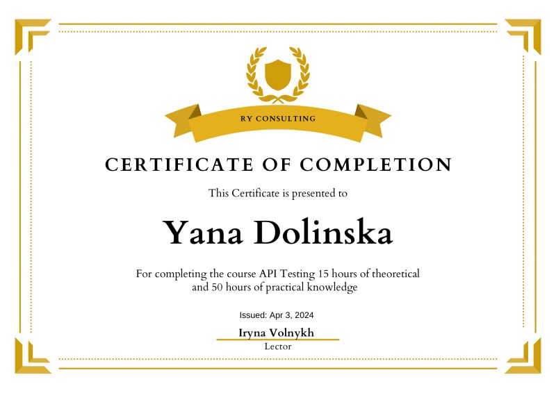 Yana Dolinska on LinkedIn: API testing course has been completed! 🌟 ... Yana Dolinska on LinkedIn: API testing course has been completed! 🌟 ...