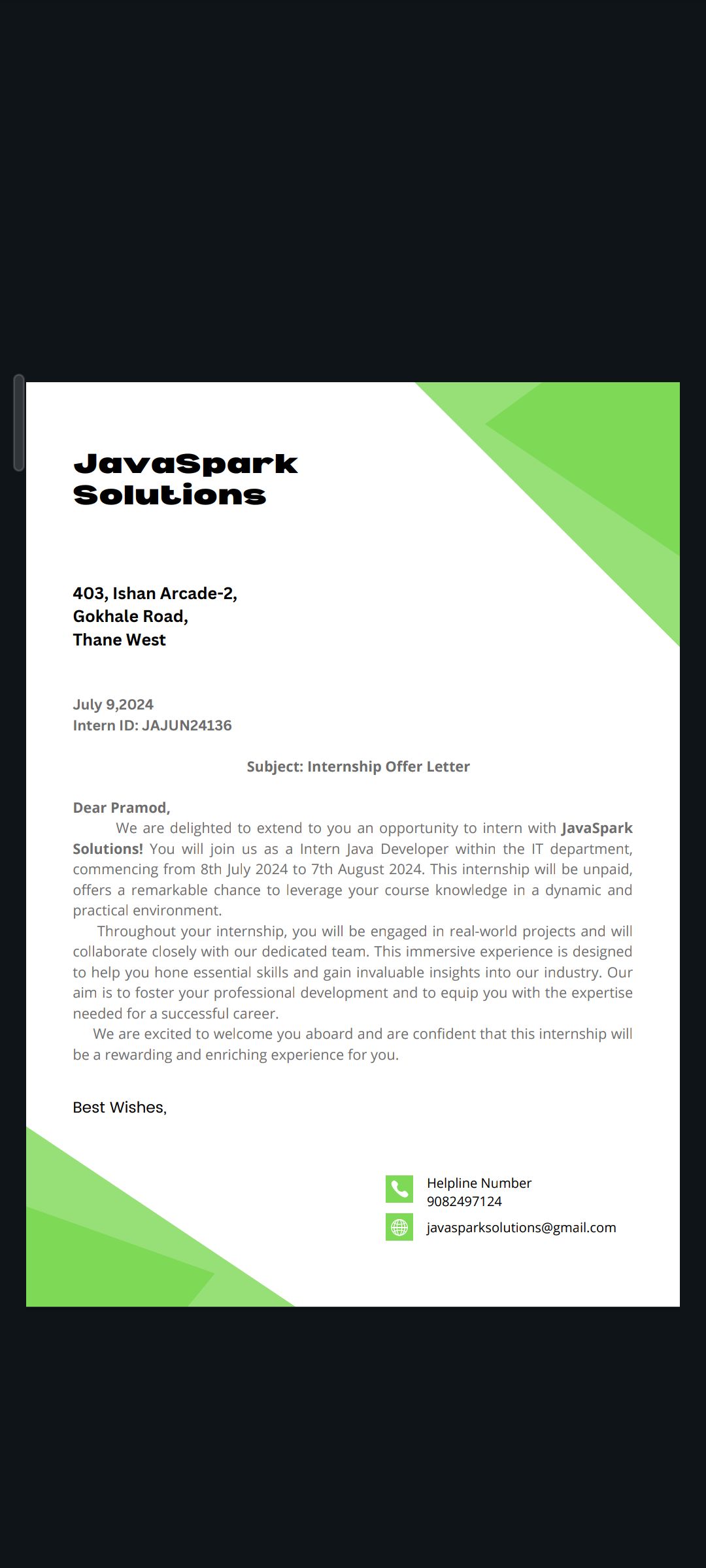 Pramod Shinde on LinkedIn: #intership #coding #java #web Pramod Shinde on LinkedIn: #intership #coding #java #web