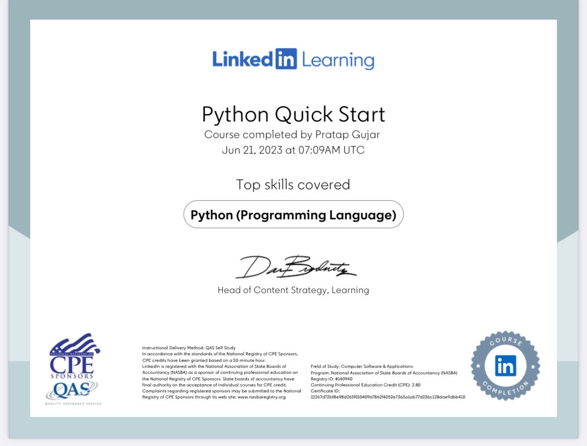 Pratap Gujar on LinkedIn: #pythonprogramming Pratap Gujar on LinkedIn: #pythonprogramming