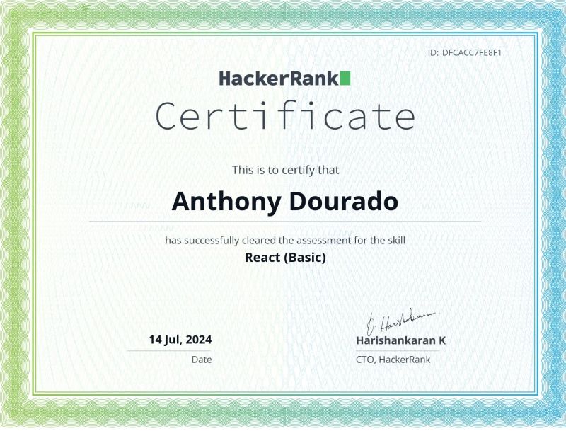Anthony Dourado on LinkedIn: #reactjs #webdevelopment #hackerrank # ... Anthony Dourado on LinkedIn: #reactjs #webdevelopment #hackerrank # ...