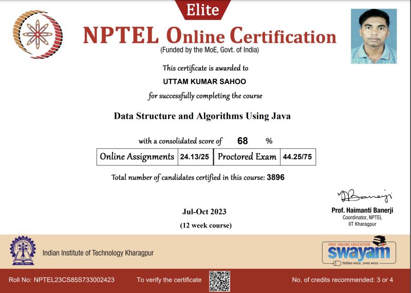 UTTAM KUMAR SAHOO on LinkedIn: #nptel #datastructures #algorithms # ... UTTAM KUMAR SAHOO on LinkedIn: #nptel #datastructures #algorithms # ...