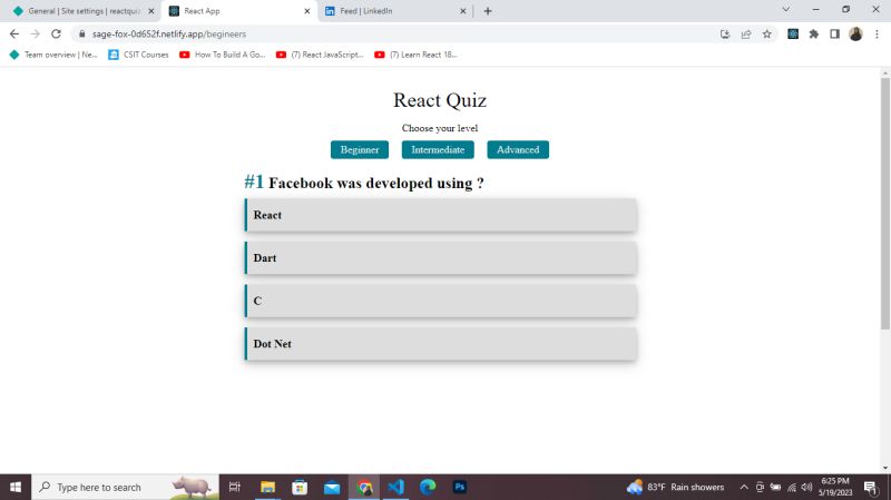 Anzana Poudel on LinkedIn: Created a simple react quiz app with Reactjs ... Anzana Poudel on LinkedIn: Created a simple react quiz app with Reactjs ...