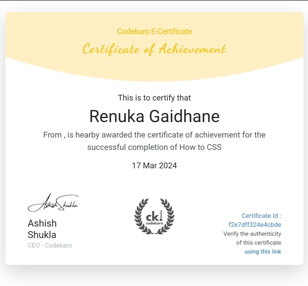 Renuka Gaidhane on LinkedIn: #css #webdevelopment #codekaro #ashishshukla Renuka Gaidhane on LinkedIn: #css #webdevelopment #codekaro #ashishshukla