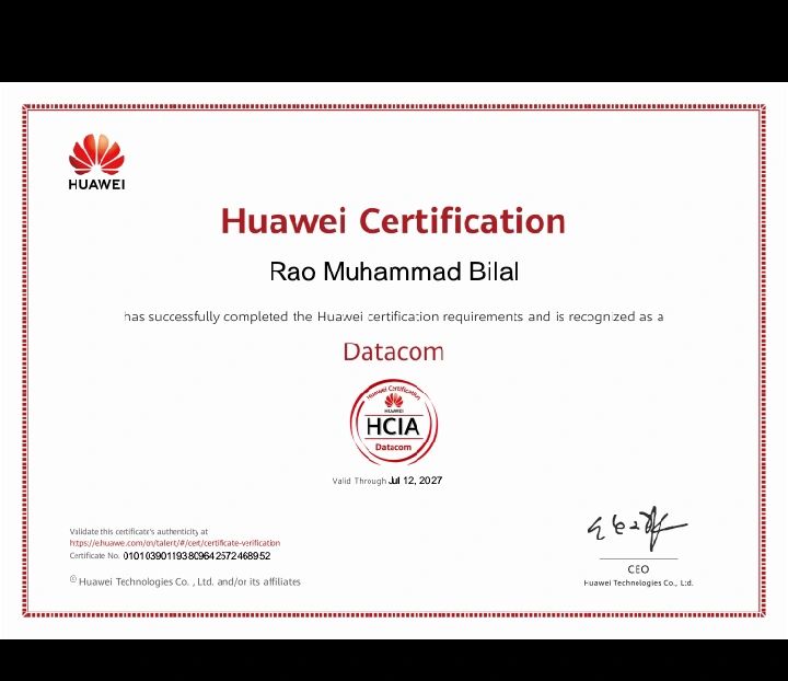 Rao Muhammad Bilal on LinkedIn: #hcia #huawei #datacom #certification # ... Rao Muhammad Bilal on LinkedIn: #hcia #huawei #datacom #certification # ...