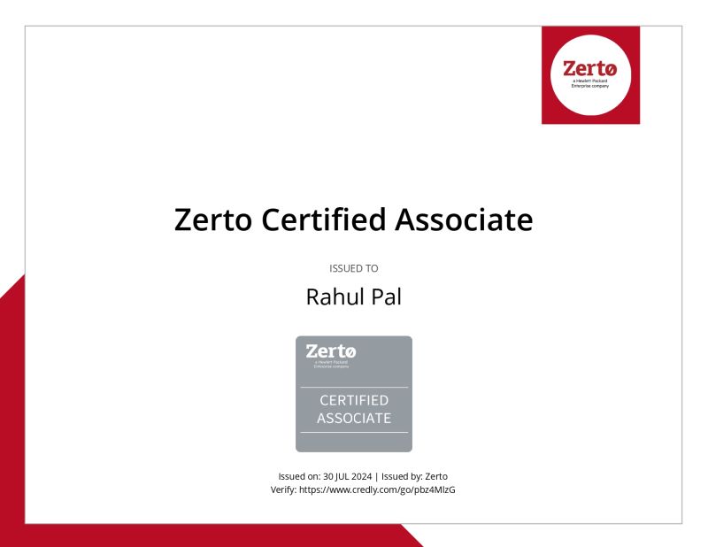 Rahul Pal on LinkedIn: #zerto #certification #disasterrecovery # ... Rahul Pal on LinkedIn: #zerto #certification #disasterrecovery # ...