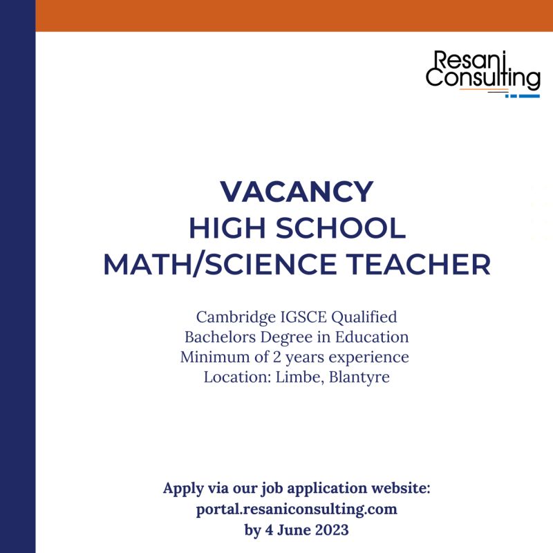 Resani Consulting Ltd. - Malawi on LinkedIn: High School Math/Science ... Resani Consulting Ltd. - Malawi on LinkedIn: High School Math/Science ...