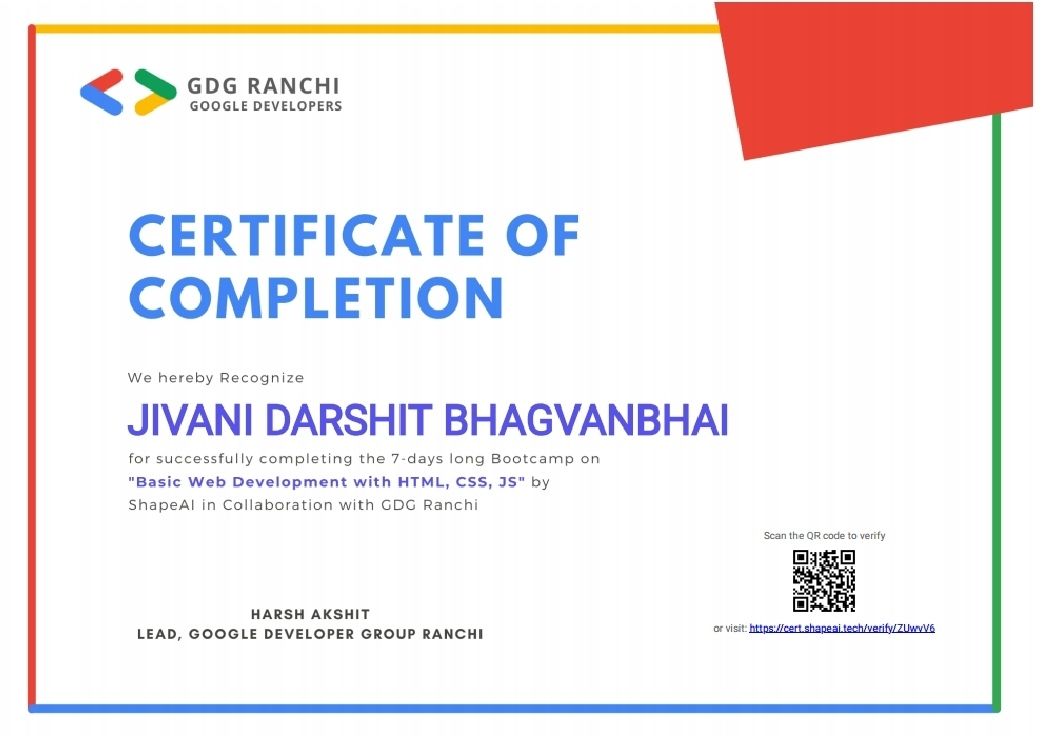 Darshit Jivani on LinkedIn: certificate from Google for HTML and CSS Darshit Jivani on LinkedIn: certificate from Google for HTML and CSS