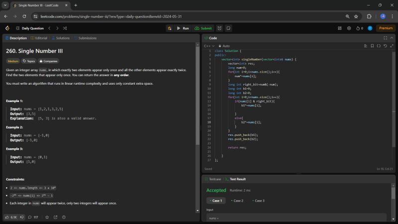 Tinkal Patel on LinkedIn: 🚀 Solved LeetCode 260: Single Number III! 🧩 ... Tinkal Patel on LinkedIn: 🚀 Solved LeetCode 260: Single Number III! 🧩 ...