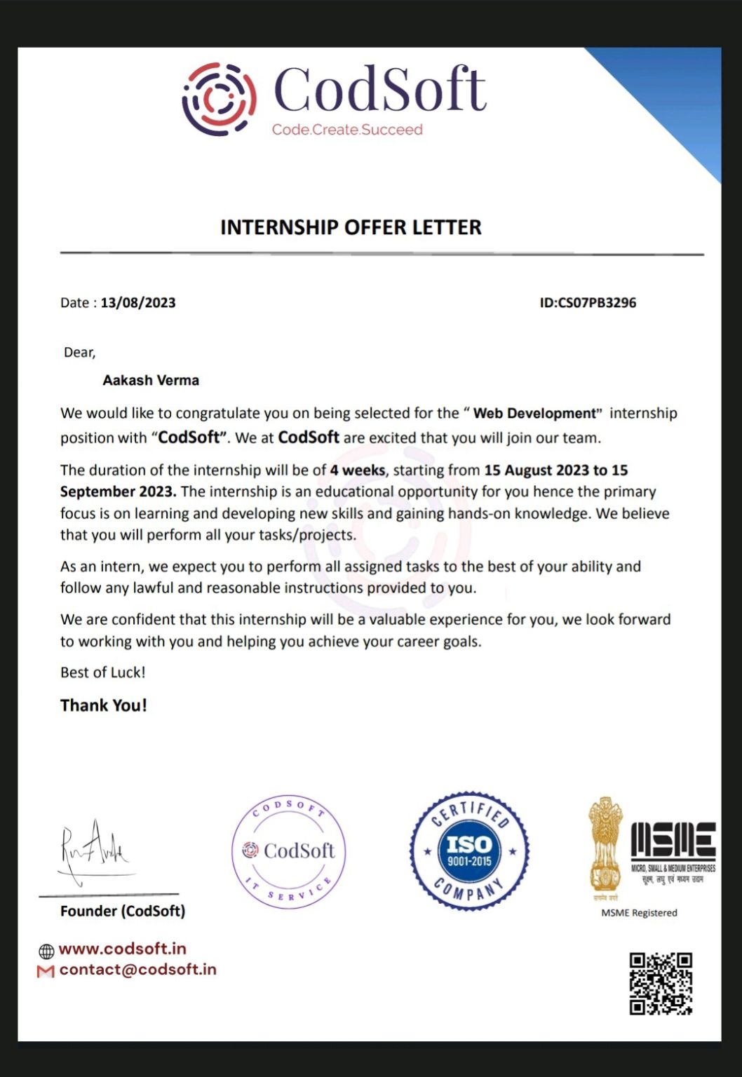 Aakash Verma on LinkedIn: #internship #webdevelopment #codesoft # ... Aakash Verma on LinkedIn: #internship #webdevelopment #codesoft # ...