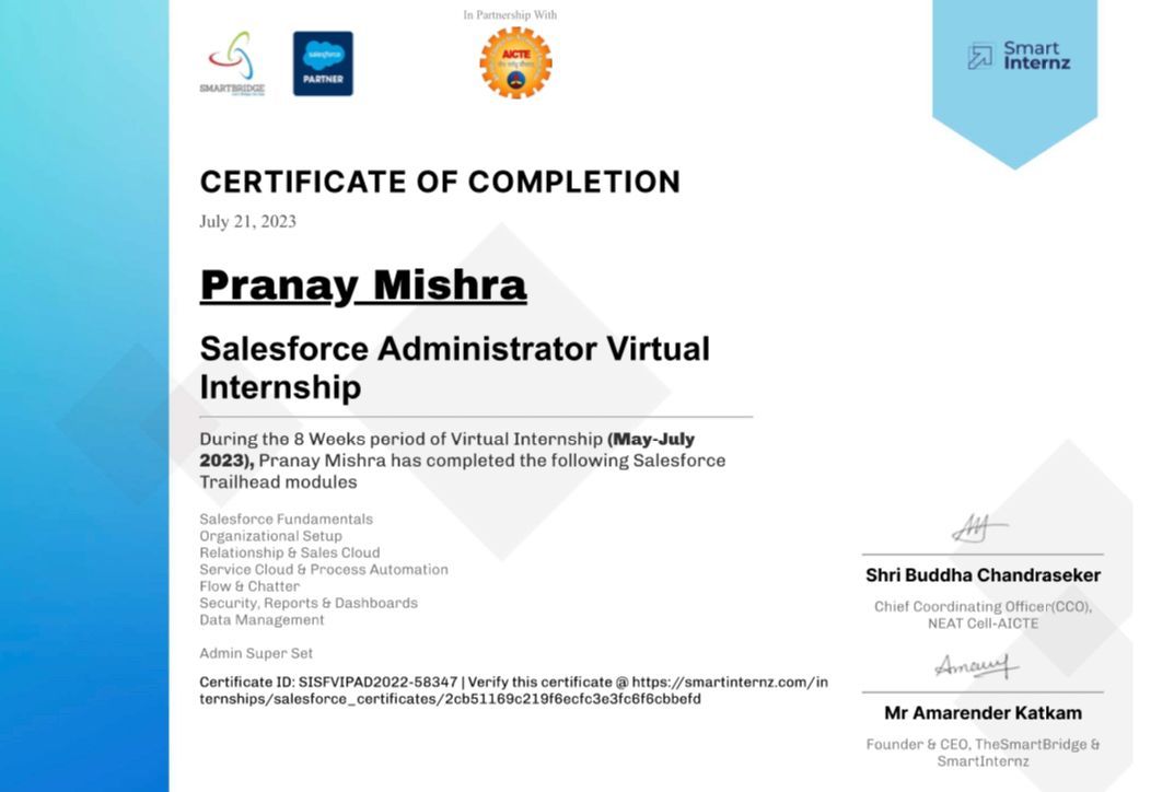 Pranay Mishra on LinkedIn: #salesforceinternship # ... Pranay Mishra on LinkedIn: #salesforceinternship # ...