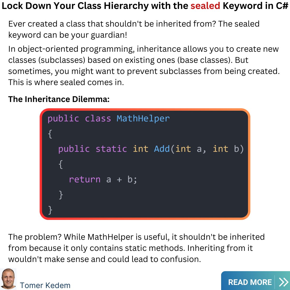 Tomer Kedem on LinkedIn: #csharp #programming #inheritance # ... Tomer Kedem on LinkedIn: #csharp #programming #inheritance # ...