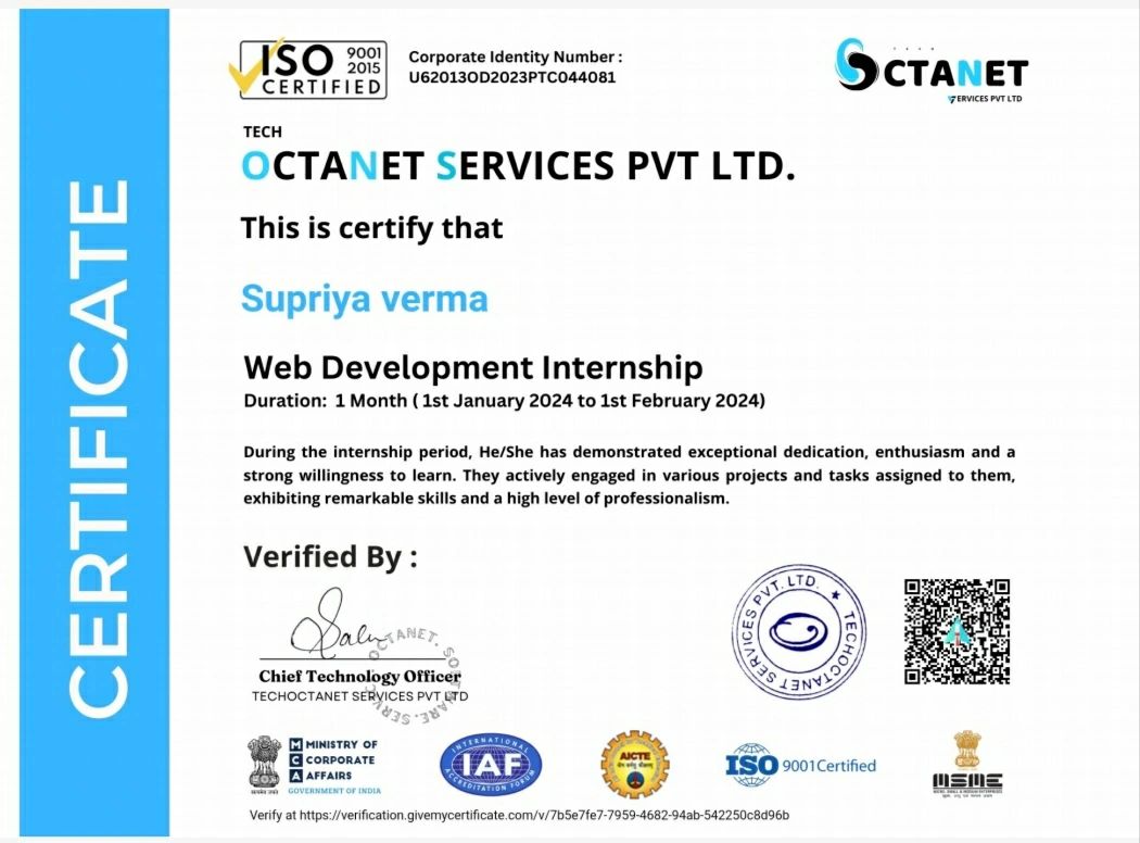 Supriya Verma on LinkedIn: #octanet #octanetinternship # ... Supriya Verma on LinkedIn: #octanet #octanetinternship # ...