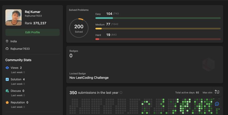 Solved 200+ LeetCode problems | RAJ KUMAR posted on the topic | LinkedIn Solved 200+ LeetCode problems | RAJ KUMAR posted on the topic | LinkedIn