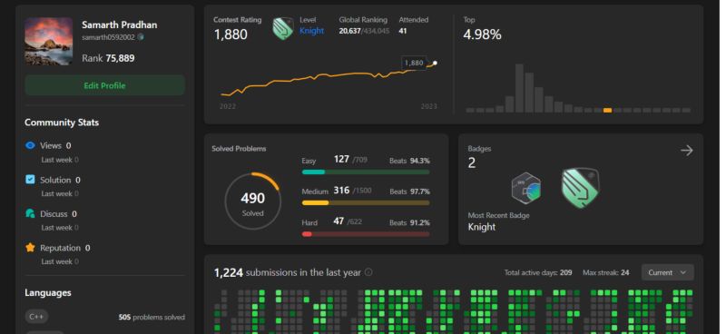 Samarth Pradhan on LinkedIn: #leetcode #knightbadge #dsa | 12 comments Samarth Pradhan on LinkedIn: #leetcode #knightbadge #dsa | 12 comments
