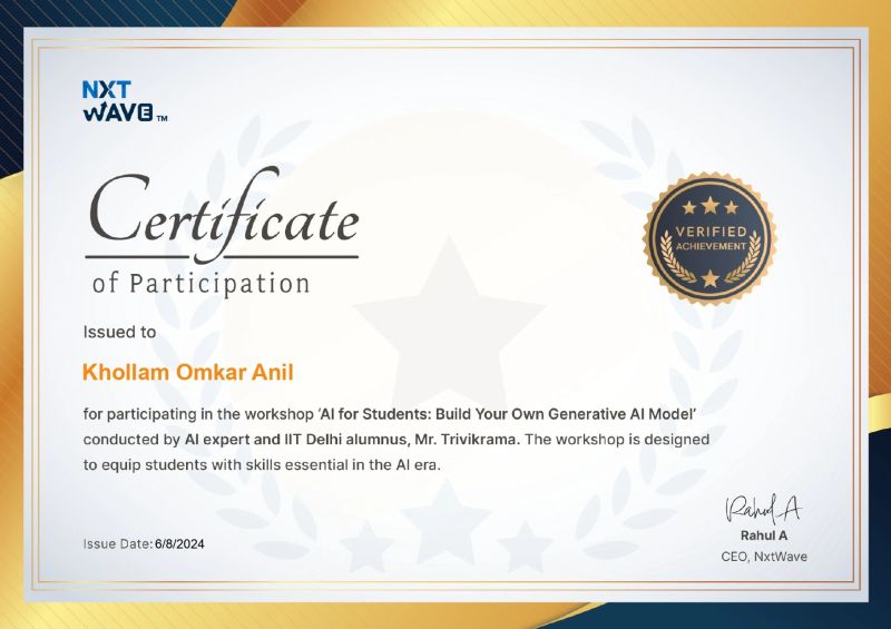 Omkar Khollam on LinkedIn: #nxtwave #al #certificate #generativeal # ... Omkar Khollam on LinkedIn: #nxtwave #al #certificate #generativeal # ...