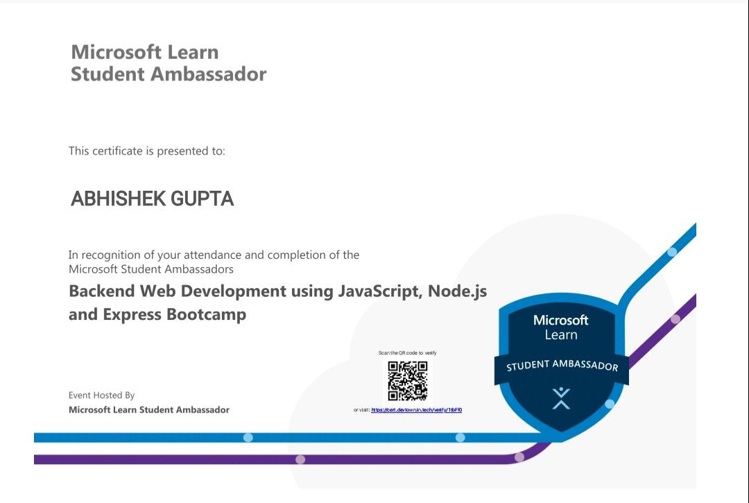Abhishek Gupta on LinkedIn: #microsoftcertifications #nodejs #expressjs ... Abhishek Gupta on LinkedIn: #microsoftcertifications #nodejs #expressjs ...
