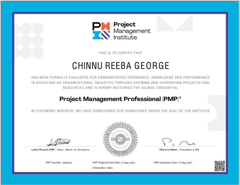 Chinnu Reeba George on LinkedIn: I’m happy to share that I’ve obtained ... Chinnu Reeba George on LinkedIn: I’m happy to share that I’ve obtained ...
