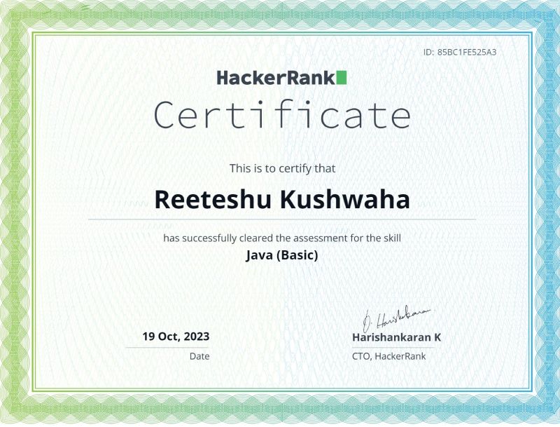Reeteshu Kushwaha on LinkedIn: #java #certification #hackerrank # ... Reeteshu Kushwaha on LinkedIn: #java #certification #hackerrank # ...