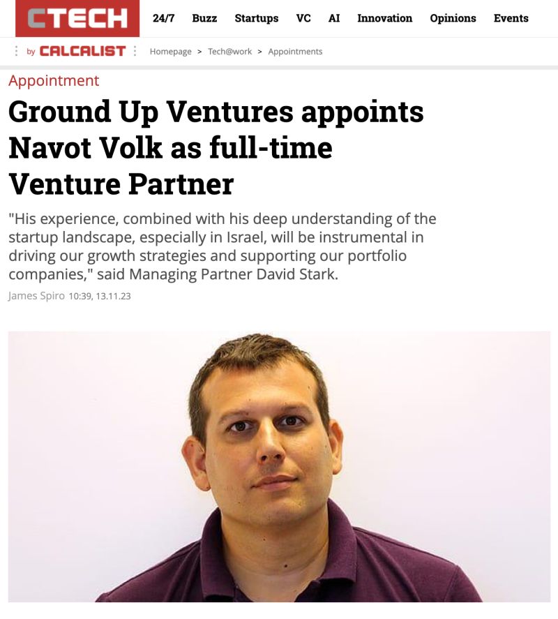 Ground Up Ventures on LinkedIn: 5 tips for founders from Navot Volk ... Ground Up Ventures on LinkedIn: 5 tips for founders from Navot Volk ...