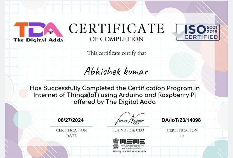 Abhishek Kumar on LinkedIn: #iot #arduino #raspberrypi #certification # ... Abhishek Kumar on LinkedIn: #iot #arduino #raspberrypi #certification # ...